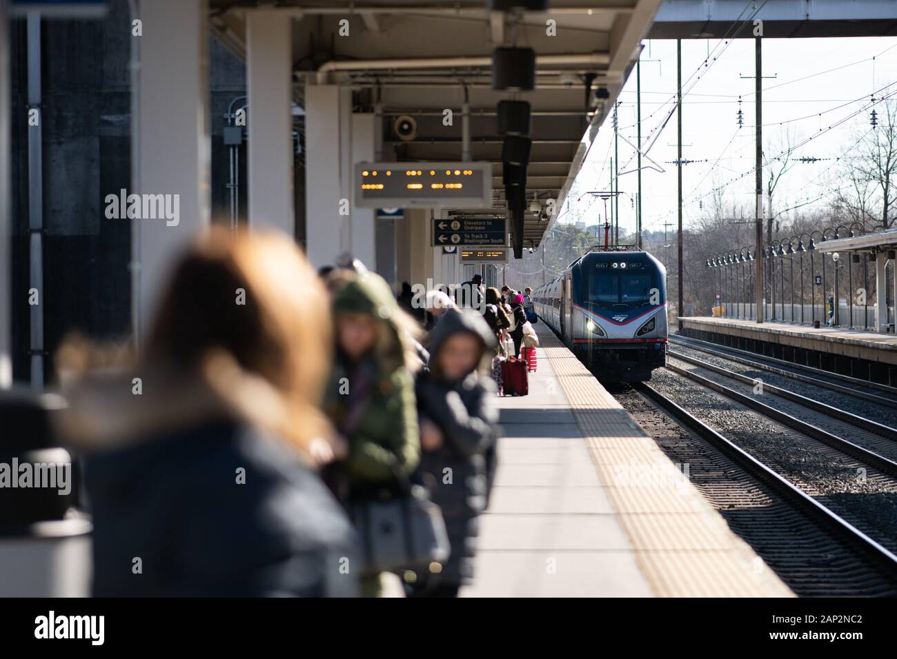 An Amtrak train pulls into the Baltimore Washington International ...
