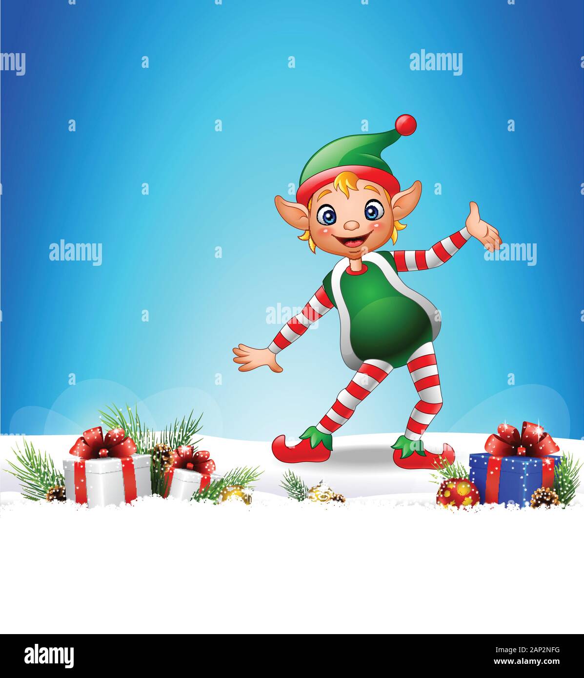 Christmas background with happy elf Stock Vector Image & Art - Alamy