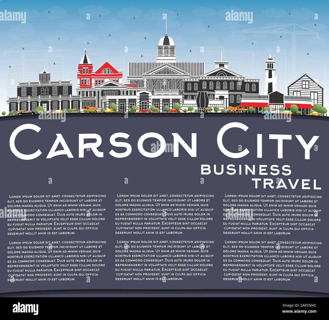 Carson City Nevada City Skyline with Color Buildings, Blue Sky and Copy ...