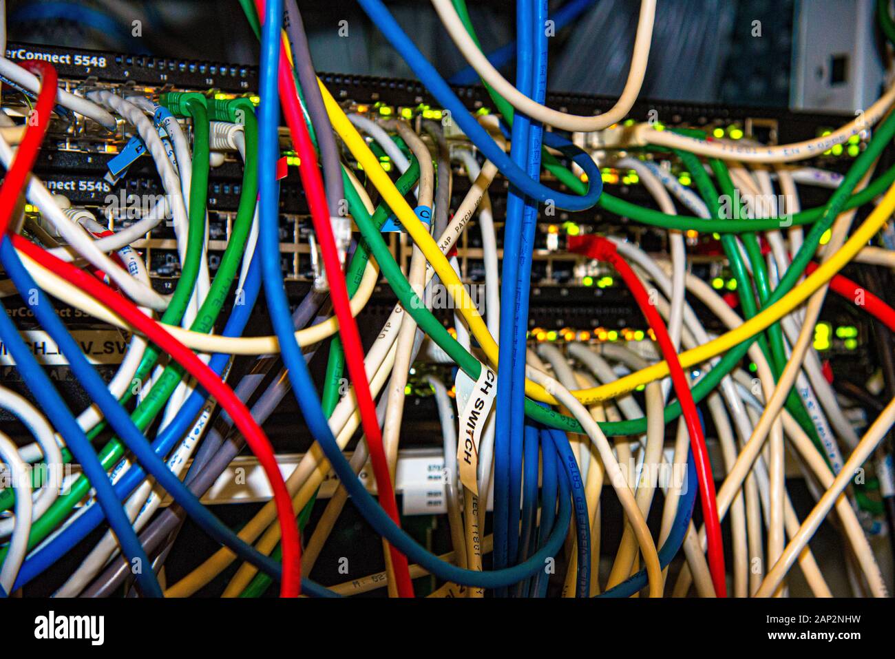 colourful cables at the back of a server Stock Photo - Alamy