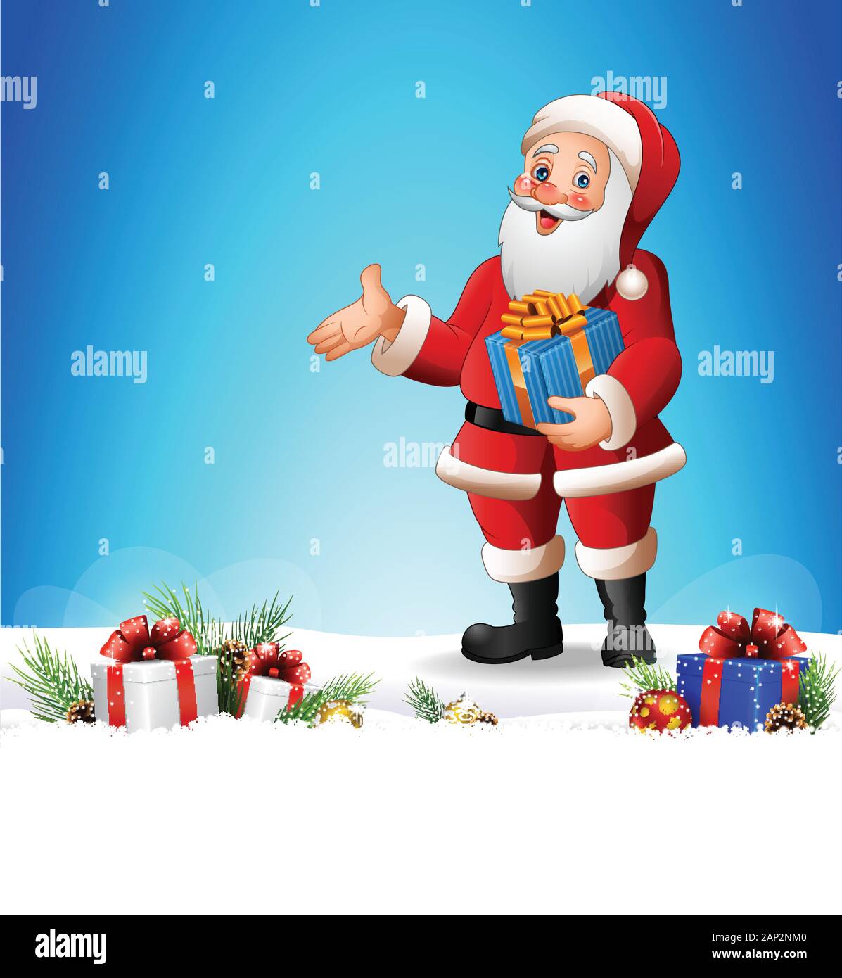 Cartoon Santa Claus holding a gift box Stock Vector Image & Art - Alamy