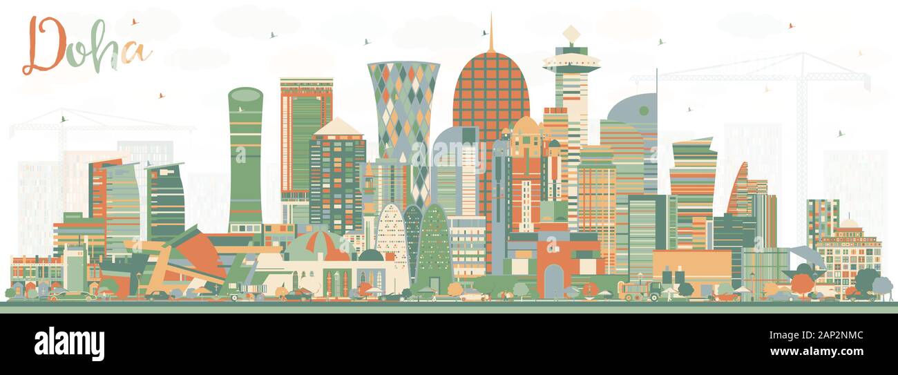 Qatar Skyline Cartoon Picture