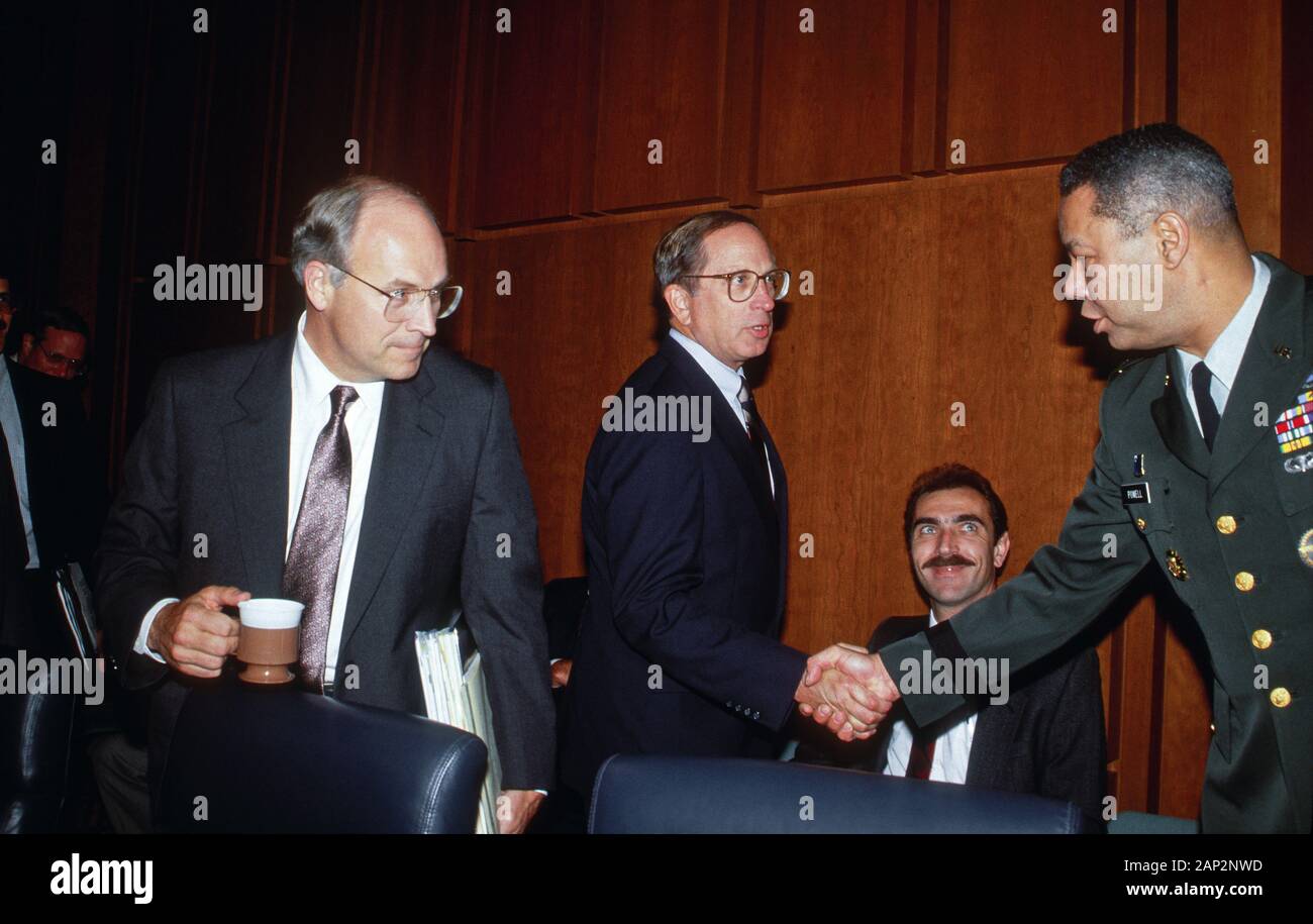 Washington, DC. 9-1-1990 Richard Cheney the Sec. of Def. (l) and ...