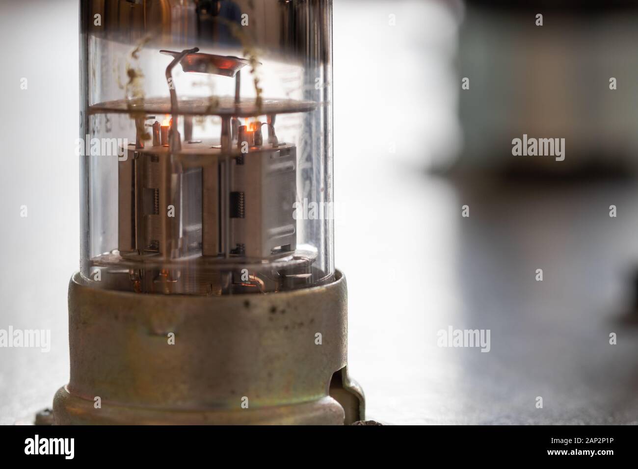 Audio tubes on a hand made guitar AMP Stock Photo - Alamy