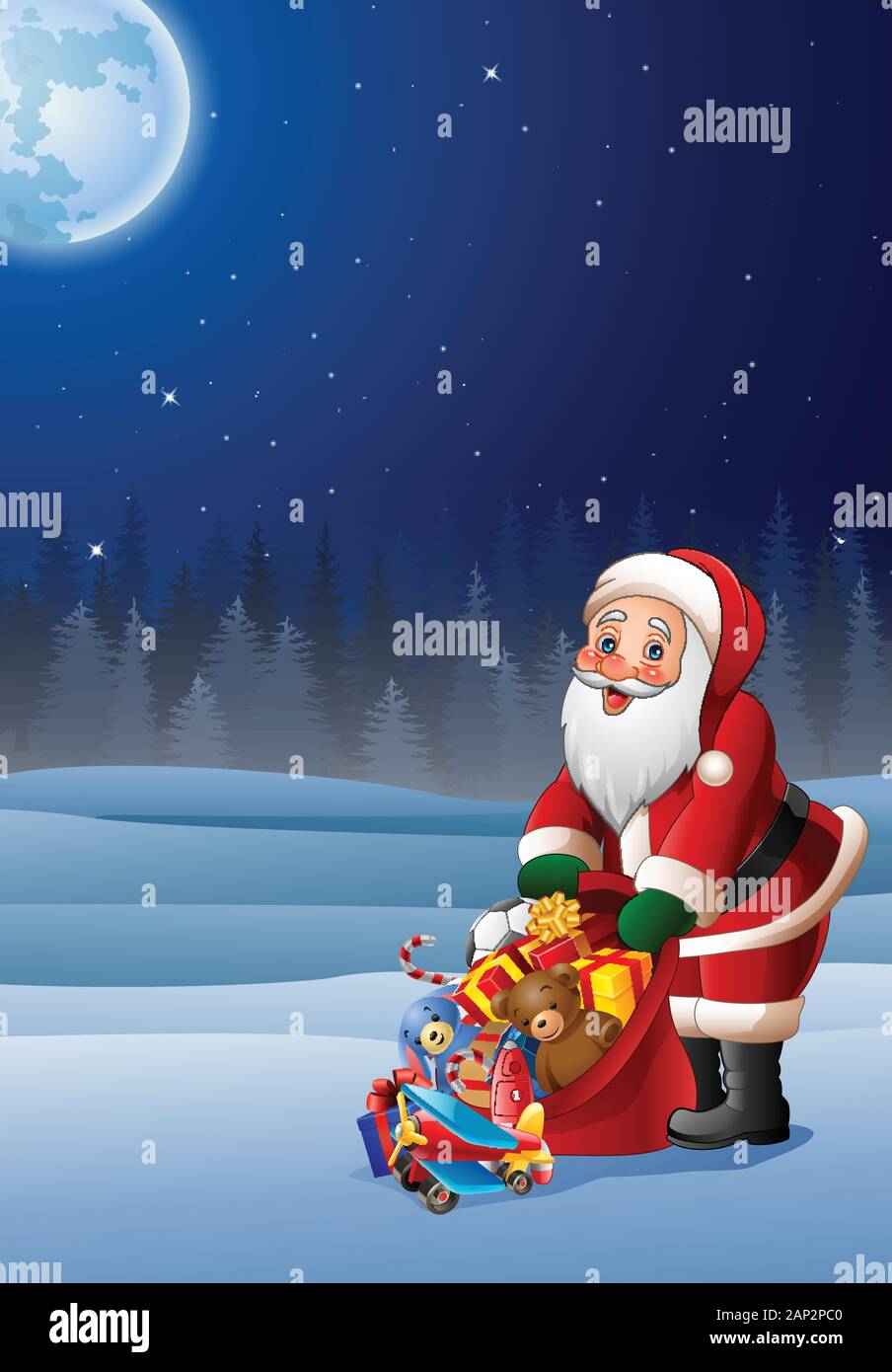 Santa holding bag presents Stock Vector Images - Alamy