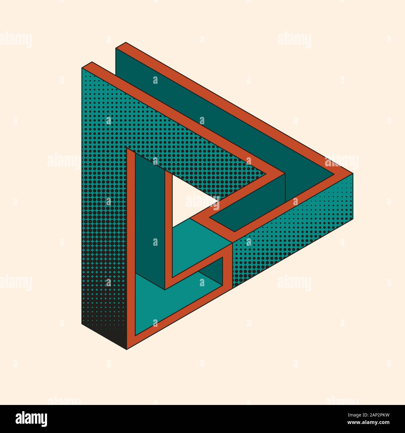Impossible triangular figure with dots shadow. Optical illusion Stock ...
