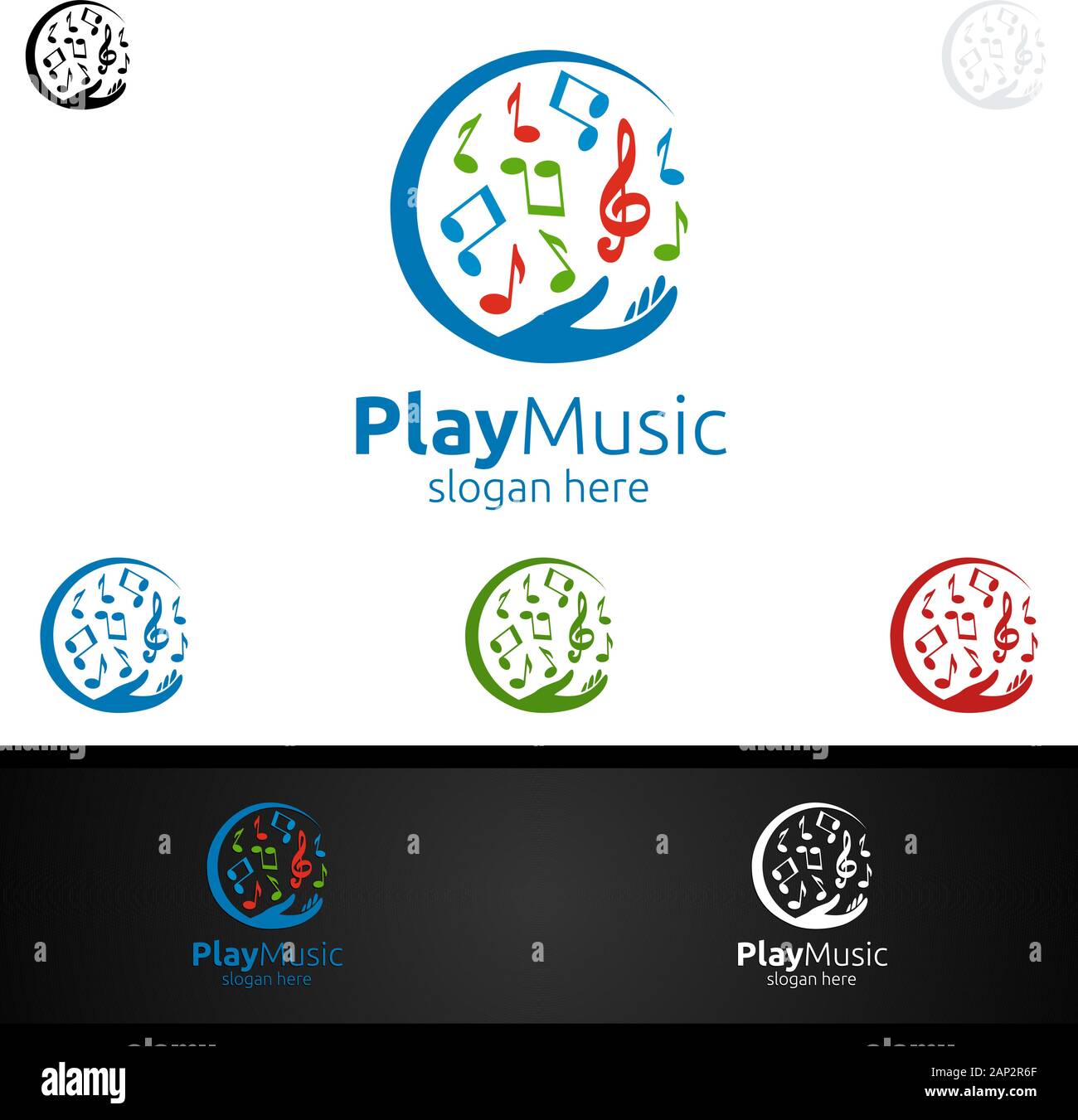 Abstract Music Logo with Note and Hand Concept Stock Vector Image & Art ...