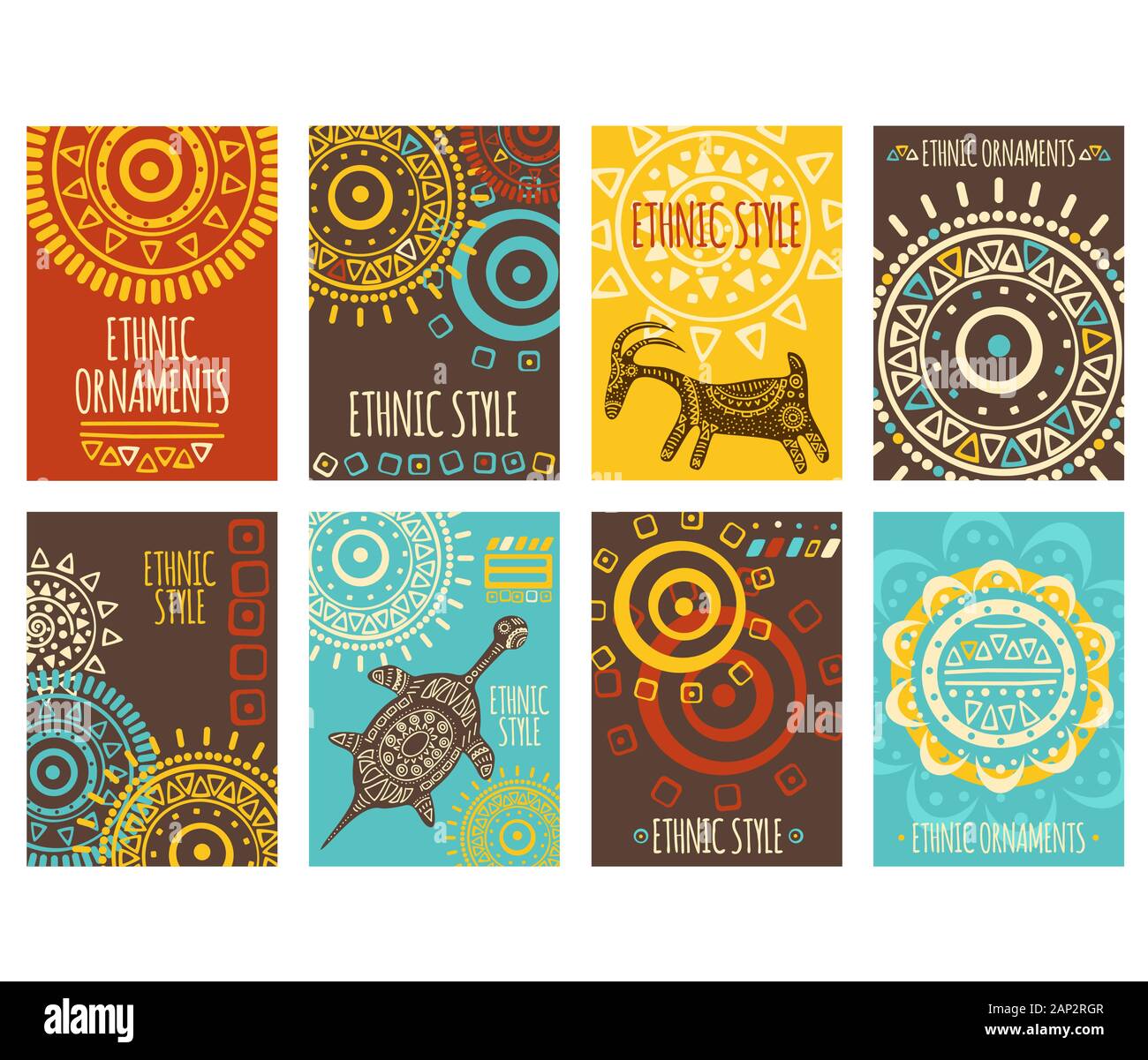 Set of ethnic banner, background, flyer, placard with tribal ornaments ...