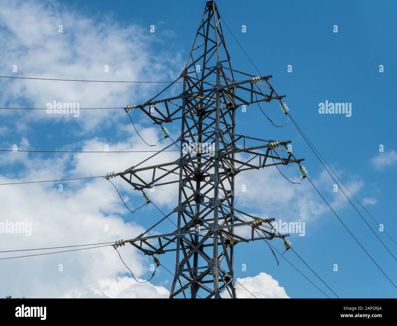 Post with electrical wires Stock Photo - Alamy