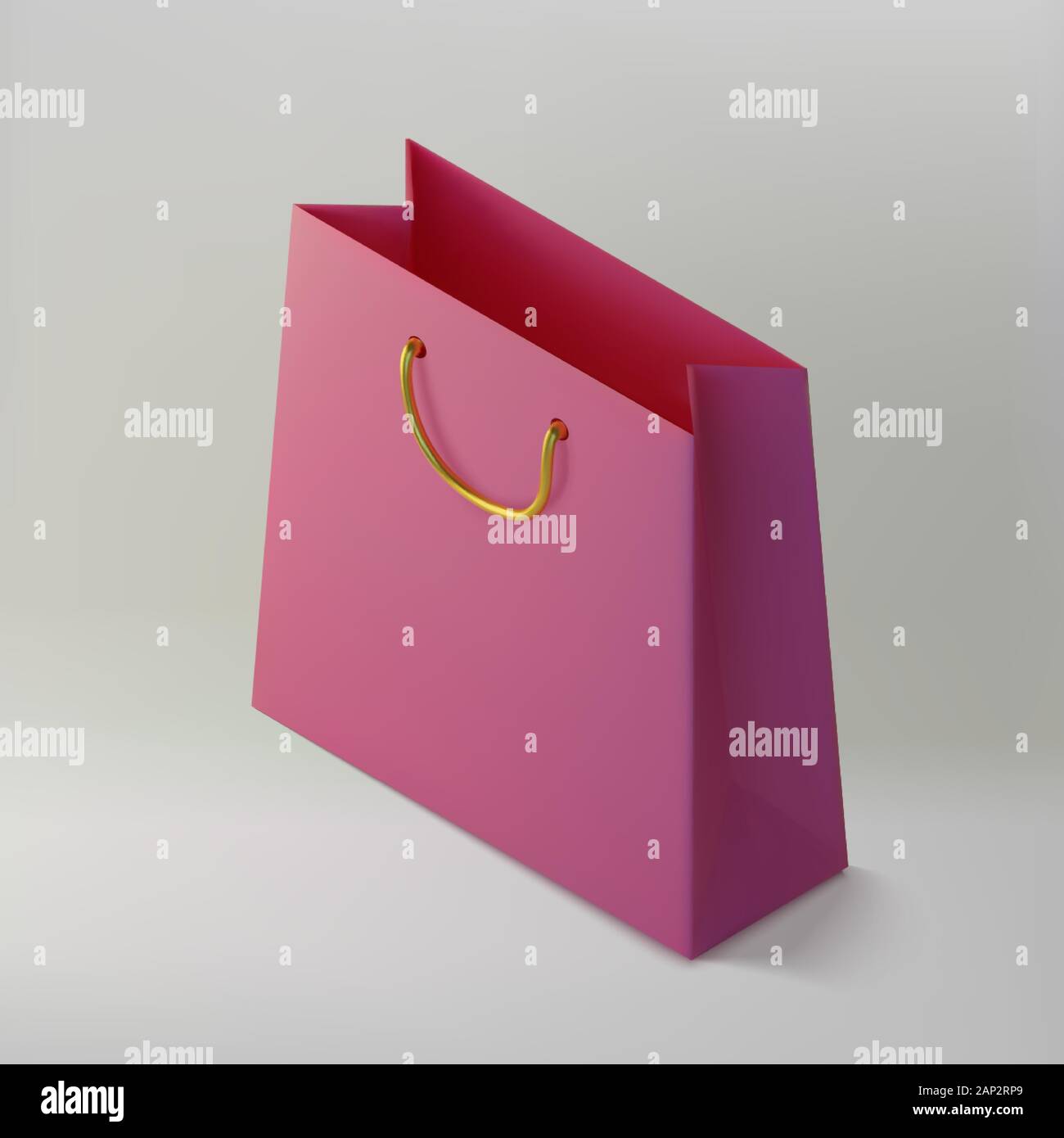 Paper realistic pink shoping bag. Mockup isometric package for ...