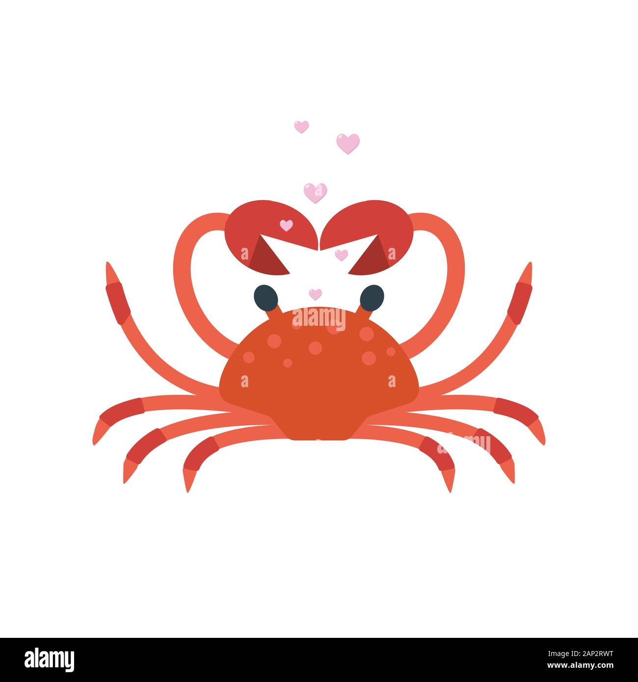 Red crab pose hands in shape of heart. Vector illustration Stock Vector ...