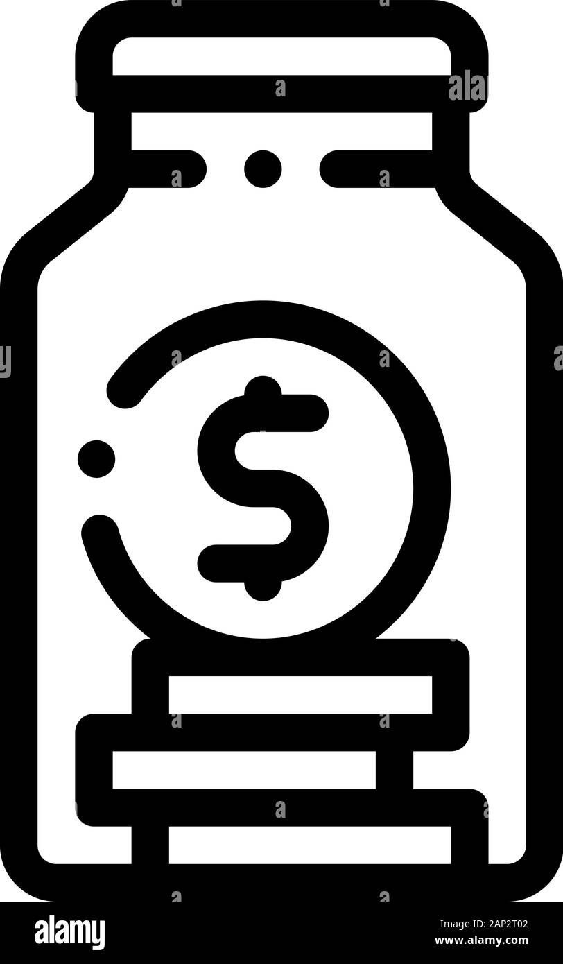 Coins In Jar Icon Vector Outline Illustration Stock Vector Image & Art ...