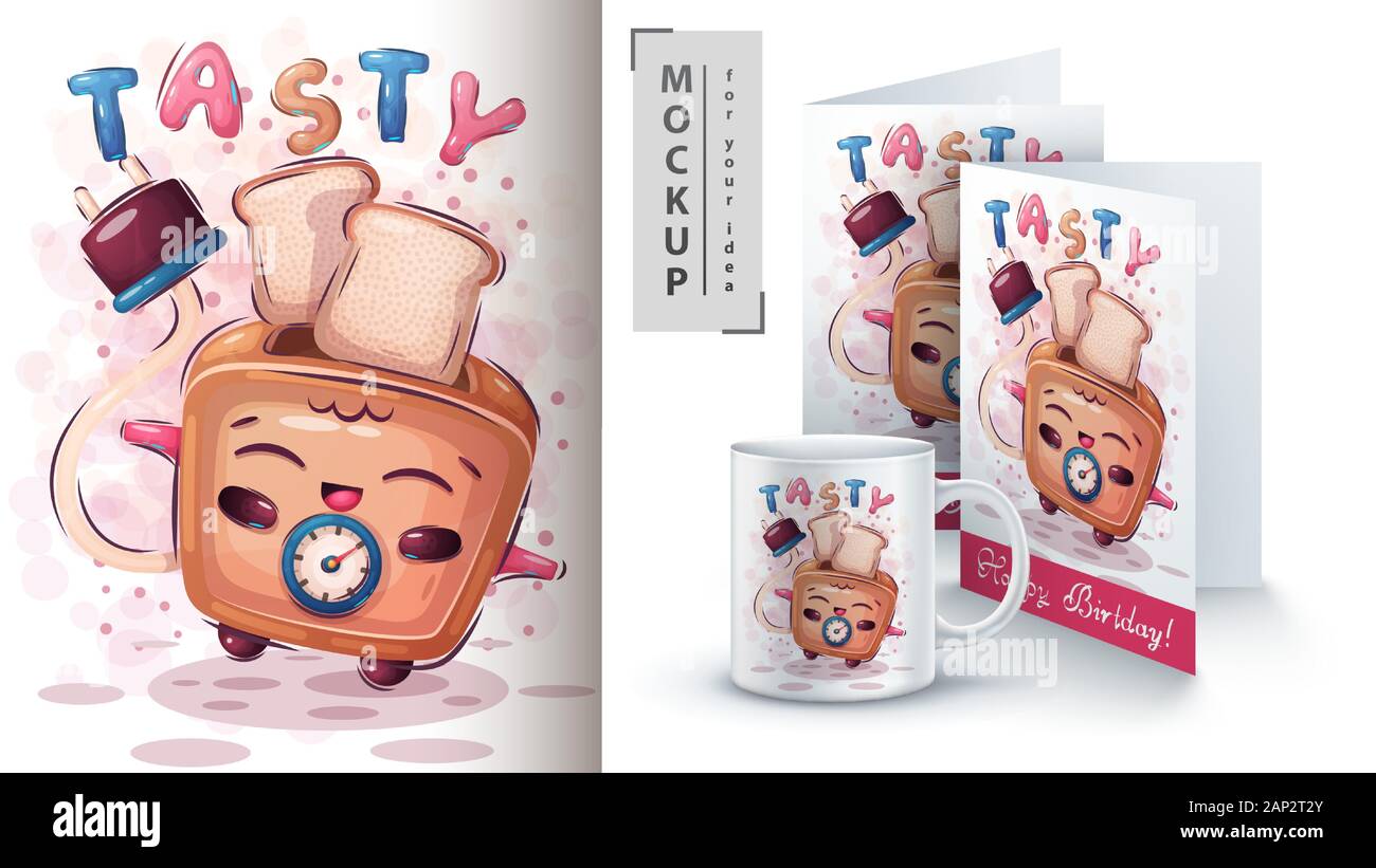 Toaster cooking bread poster and merchandising Stock Vector Image & Art ...