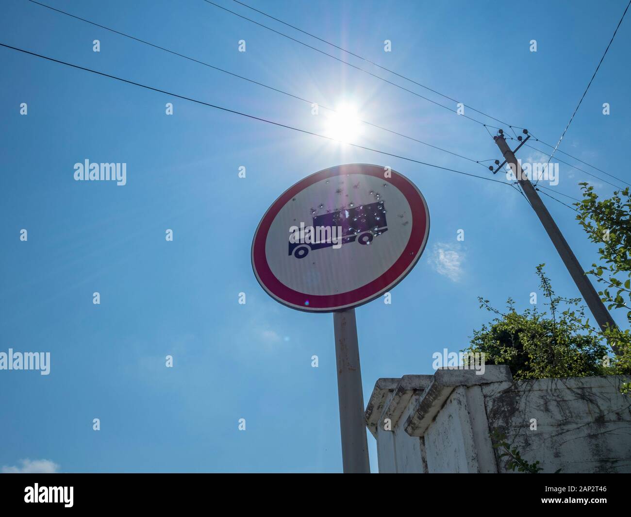 Round road sign shot Stock Photo - Alamy