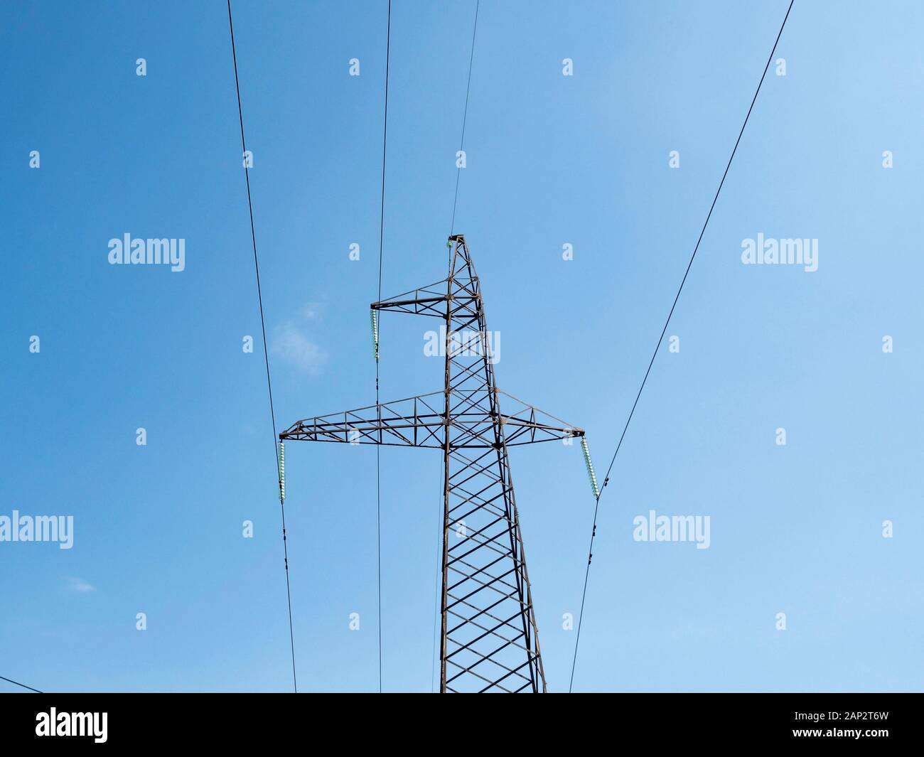 Post with electrical wires Stock Photo - Alamy
