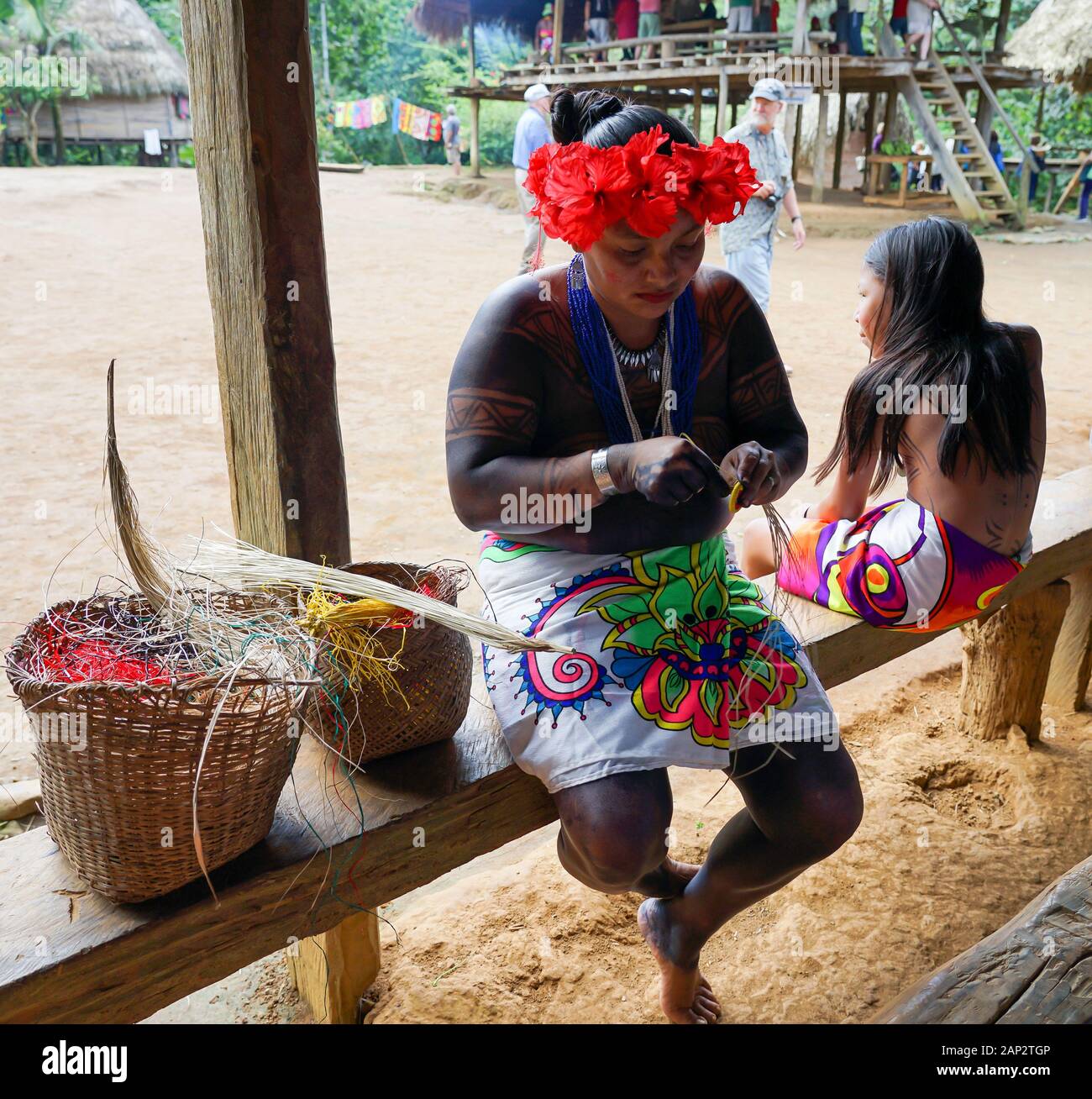 Beautiful hand made crafts are sold to the tourist in the Embera ...
