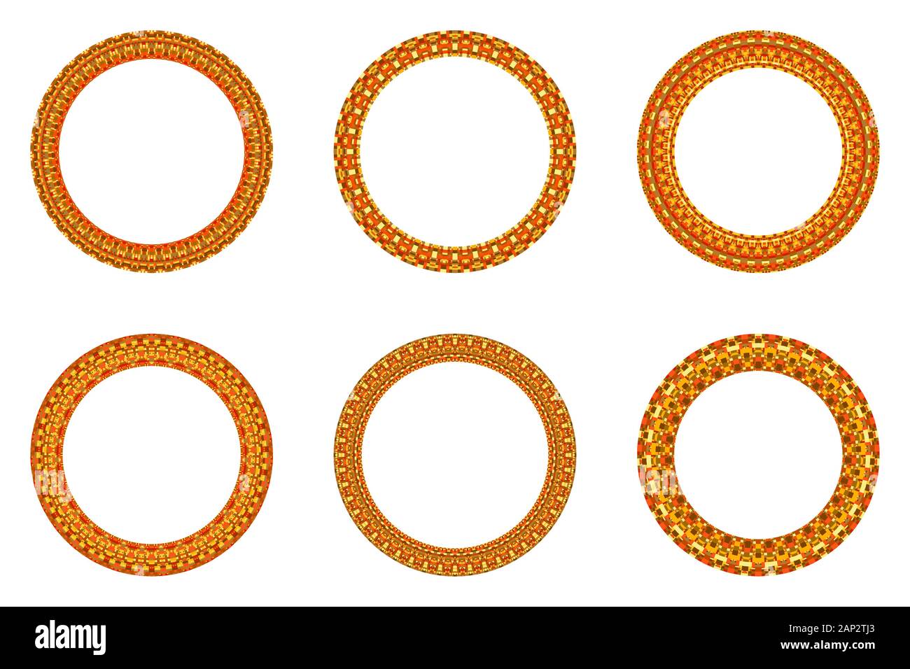 Isolated mosaic round frame collection - abstract circular vector designs elementss from ...
