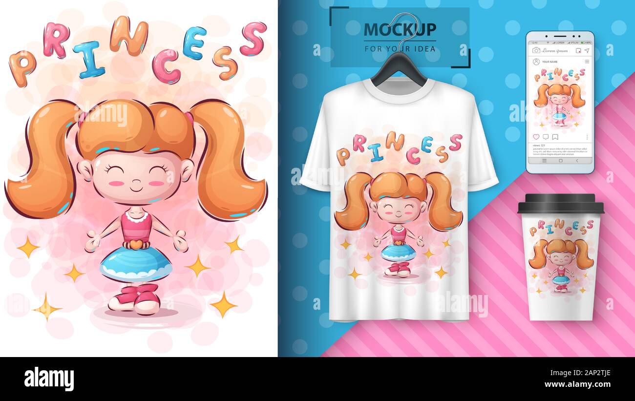 Cute girl poster and merchandising Stock Vector Image & Art - Alamy