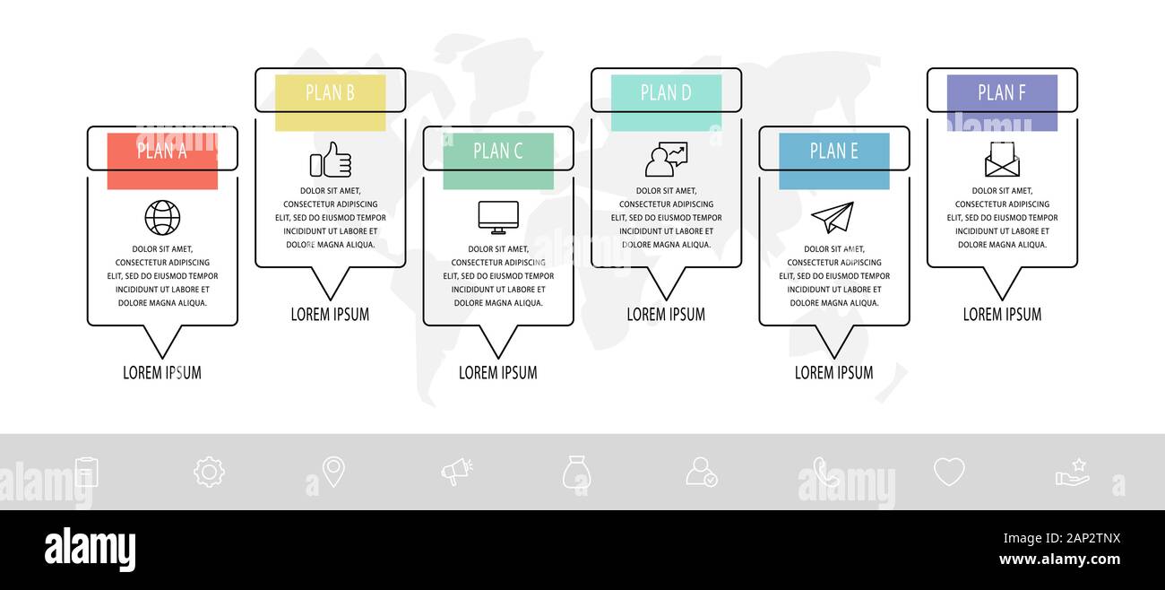 Vector infographic flat template. Rectangles for six diagrams, graph ...