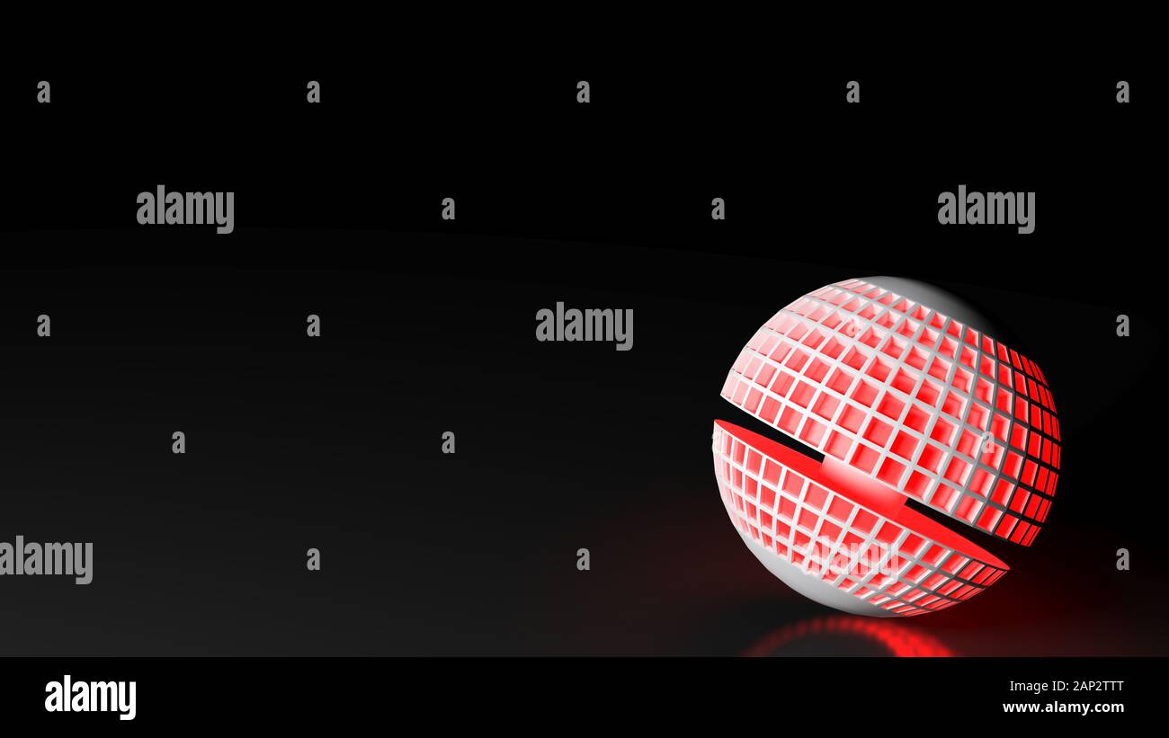 Red lighted technological globe on black background - 3D rendering ...