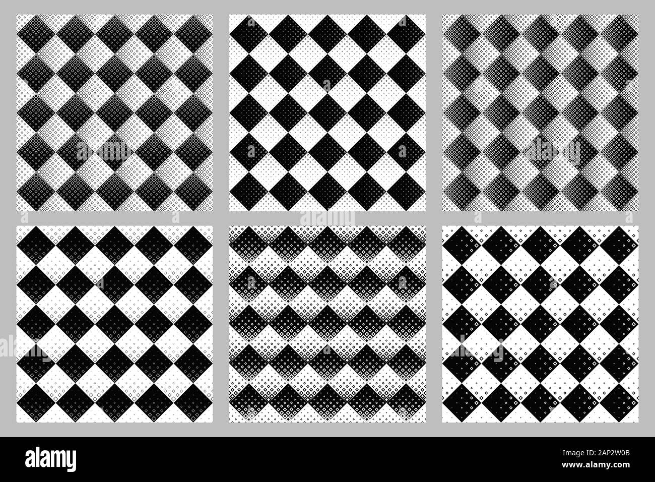 Geometrical square pattern background design set - abstract vector graphic from diagonal squares ...