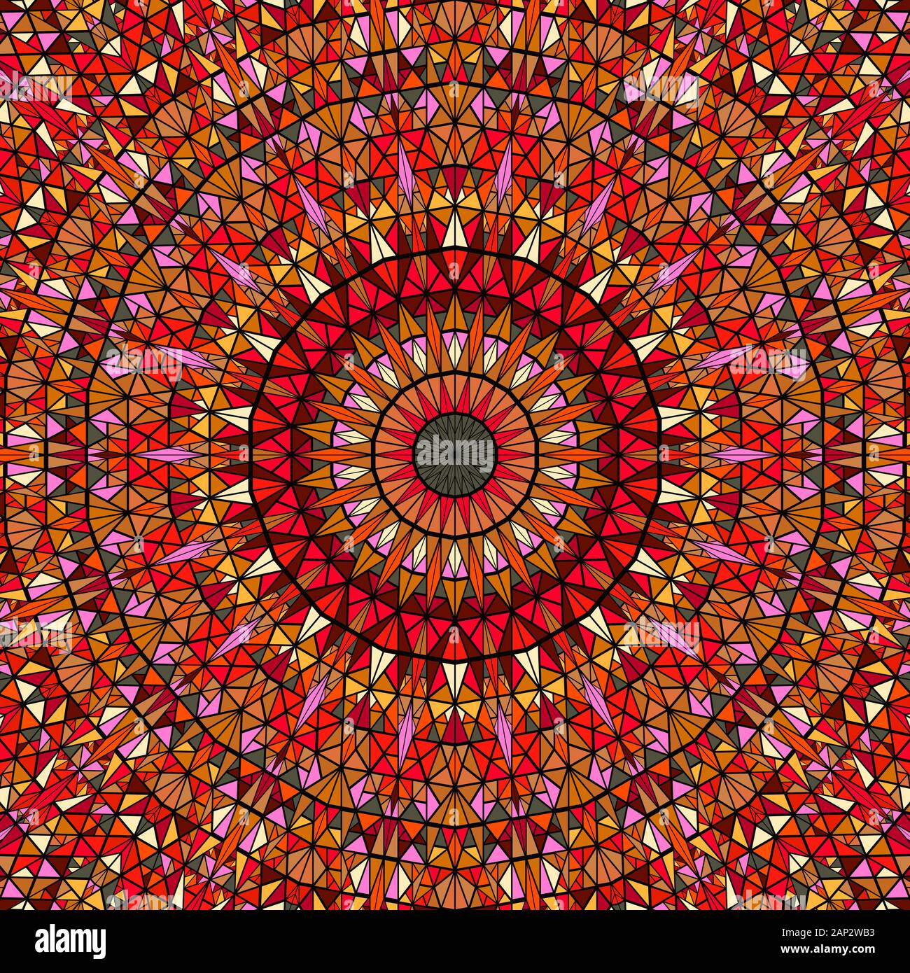 Polygonal Geometrical Circular Tile Mosaic Pattern Mandala Background Colorful Abstract