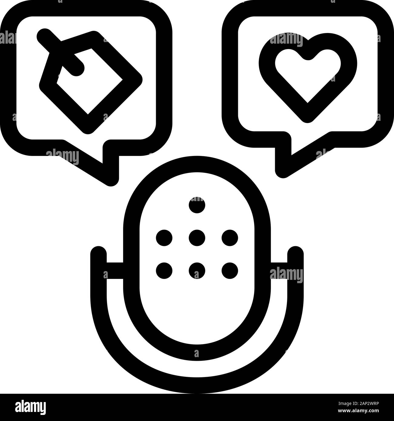Microphone Label Icon Vector Outline Illustration Stock Vector Image ...