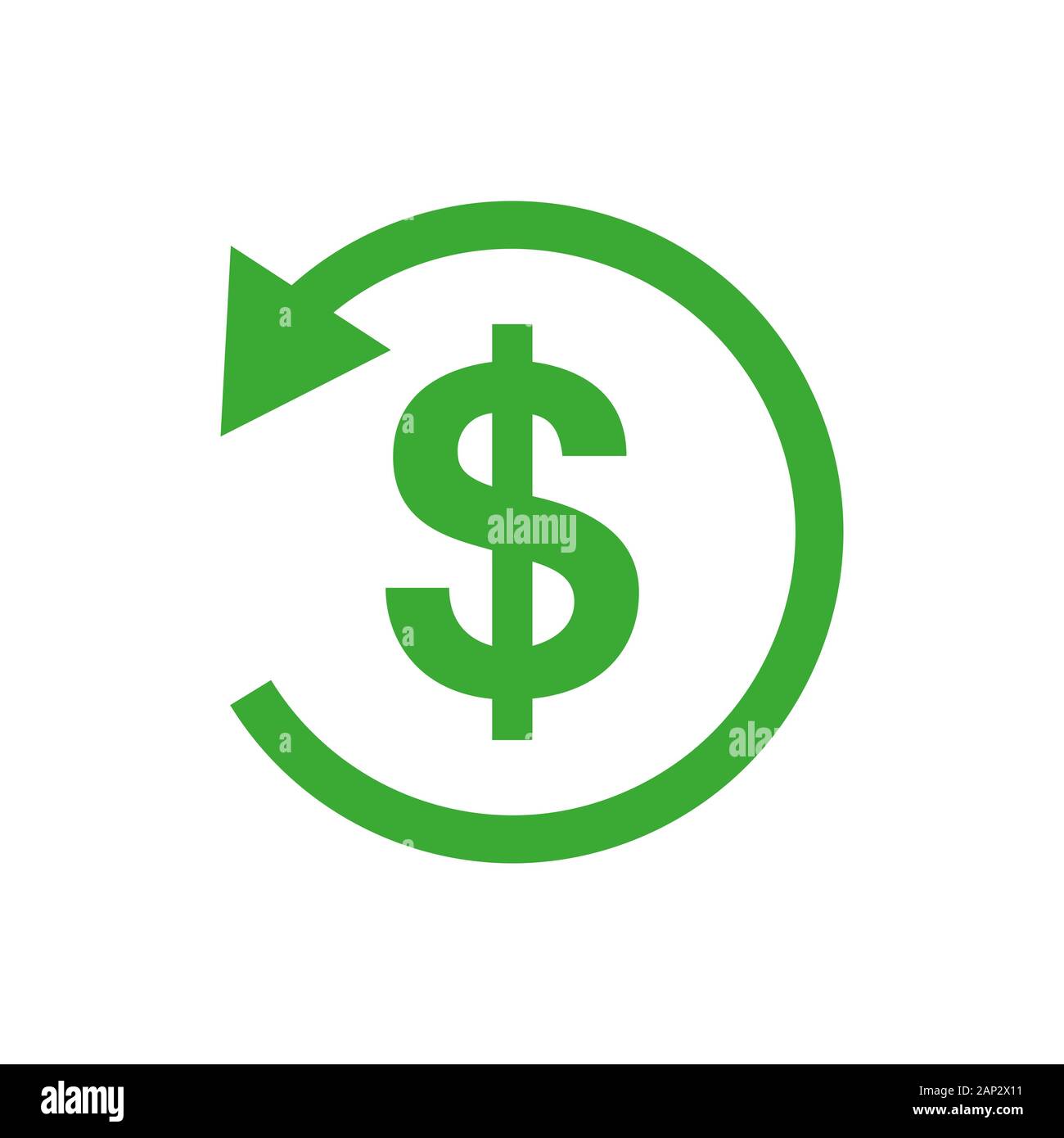 Refund money icon. Vector illustration. Green sign of refund money in ...
