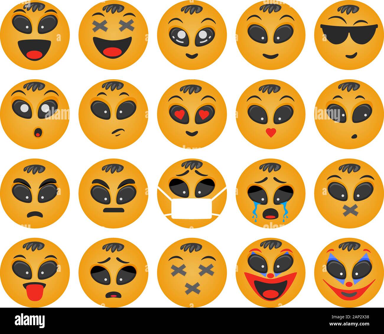 Emoticons boy set. Smile vector. Face emotions for chat Stock Vector ...