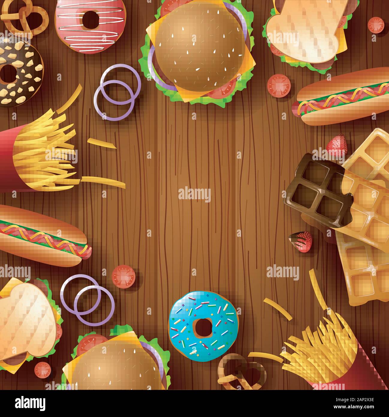 Background frame with fast food and dessert Stock Vector Image & Art ...