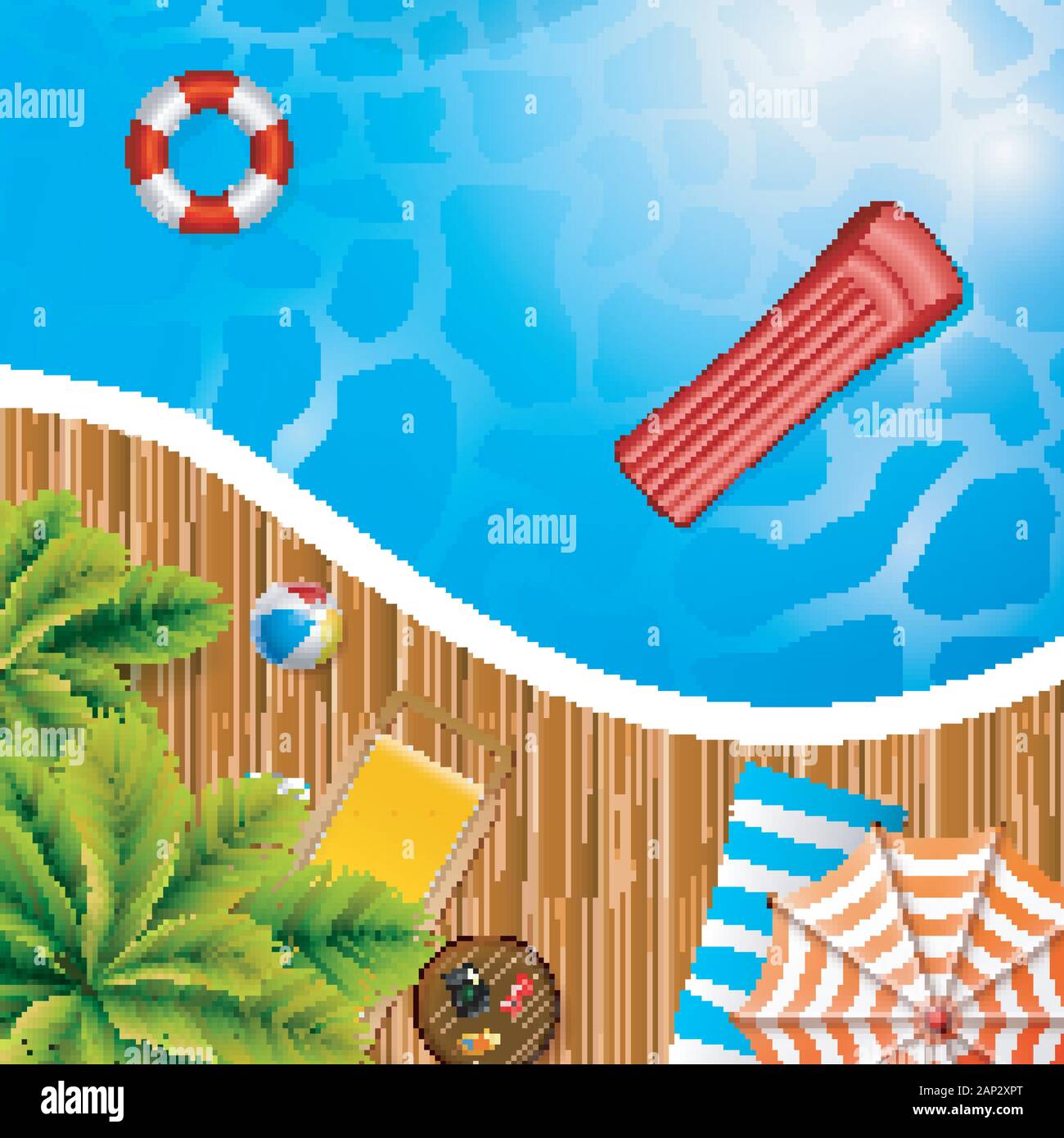 Sea view pool palm Stock Vector Images - Alamy