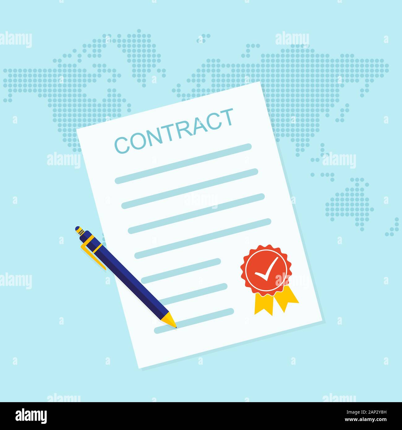 Colored contract icon. Vector illustration. Business contract symbol ...