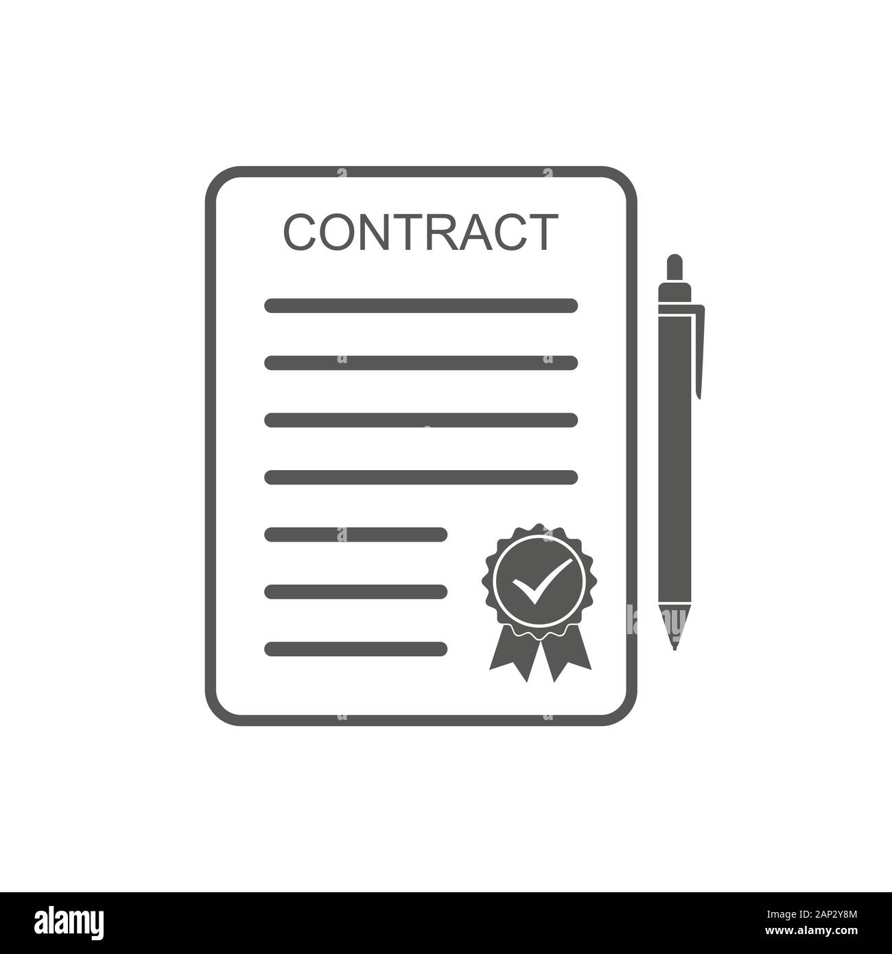 Gray contract icon. Vector illustration. Business contract symbol with ...