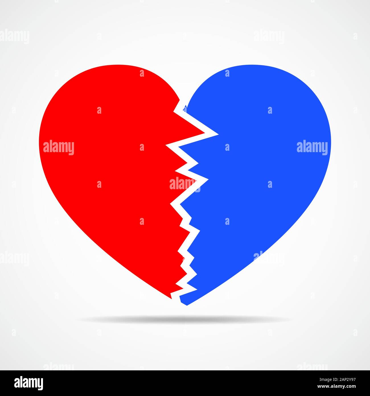 Two sides of a heart. Abstract heart on light background in flat design ...