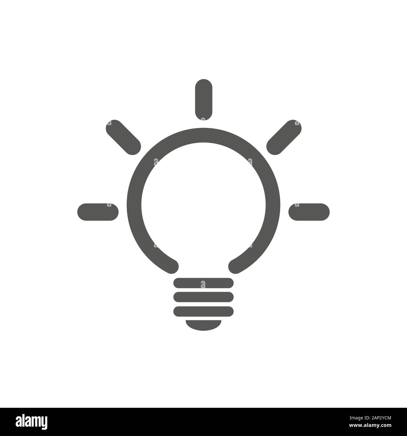 Light bulb icon in flat design. Gray bulb isolated on light background ...