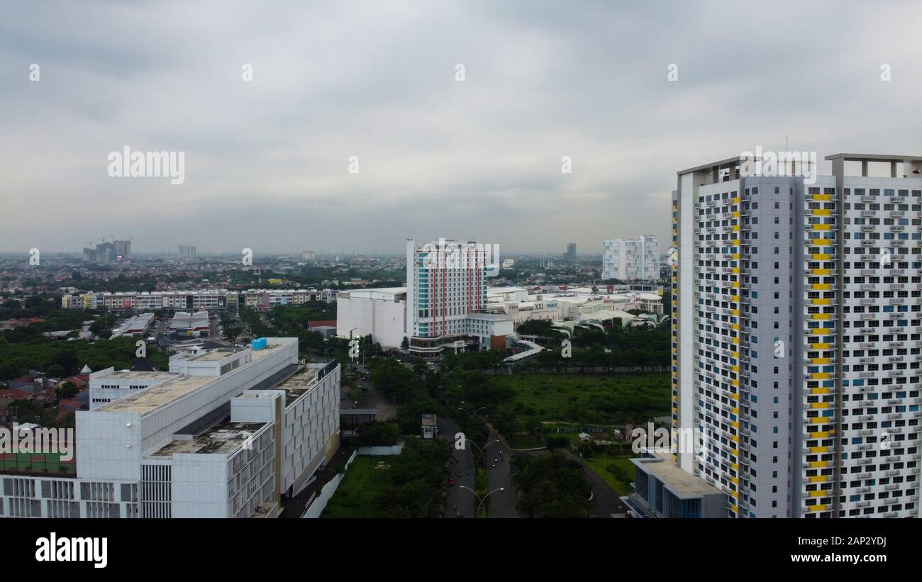 Bekasi, West Java, Indonesia - January 21 2020: Aerial landscape of ...