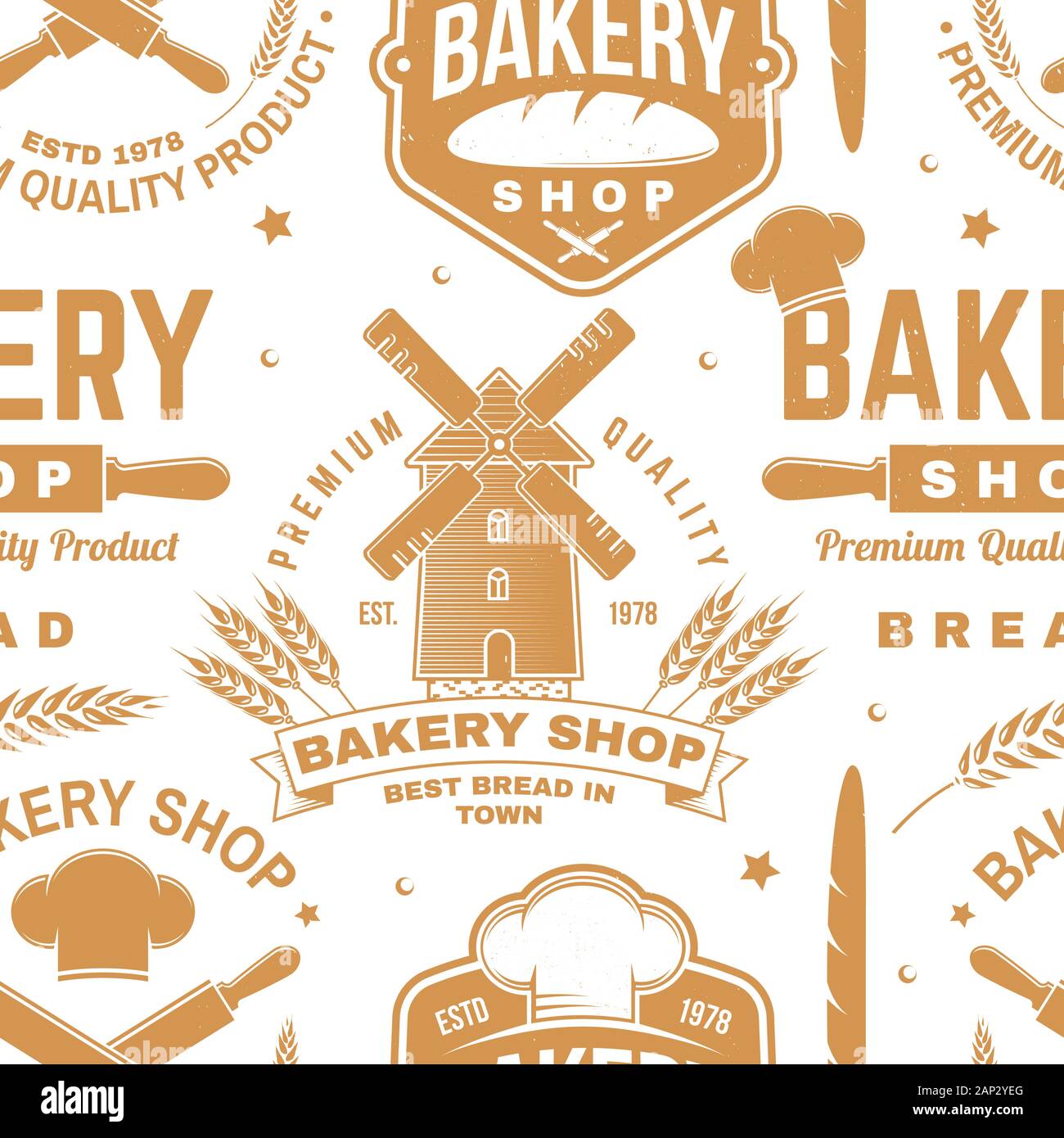 Bakery shop seamless pattern or background. Vector illustration ...