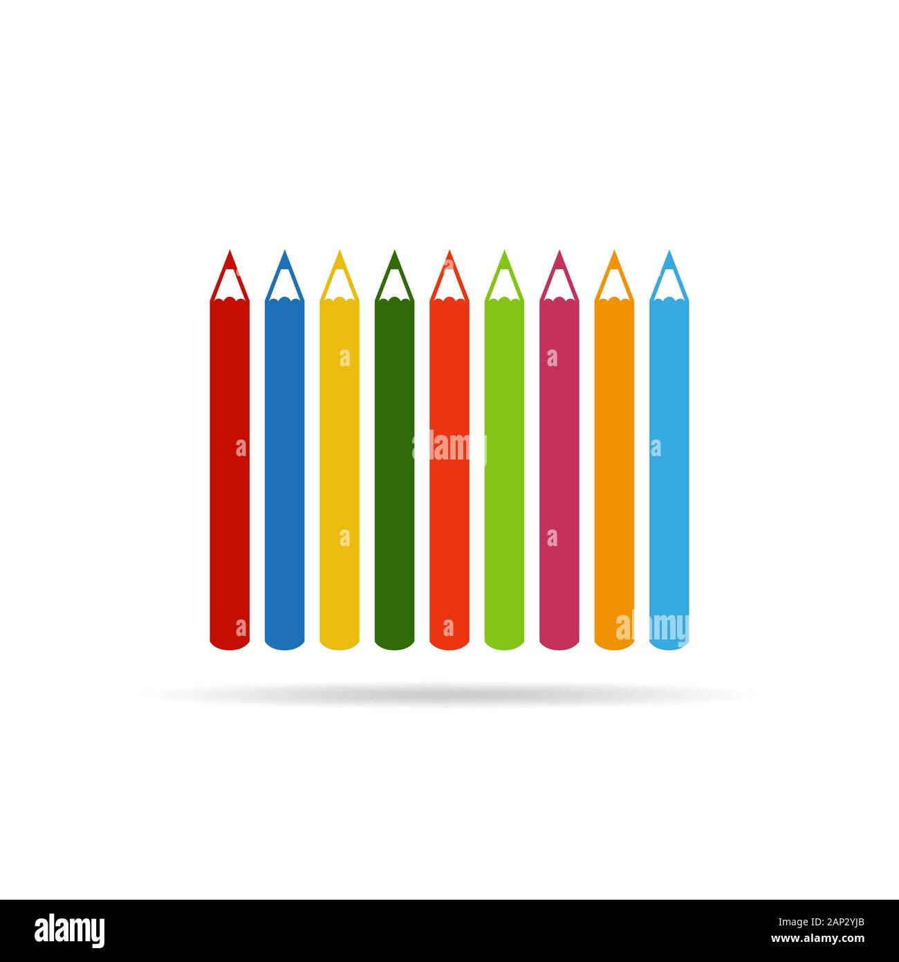 Set of colored pencil icons in flat design. Vector illustration ...