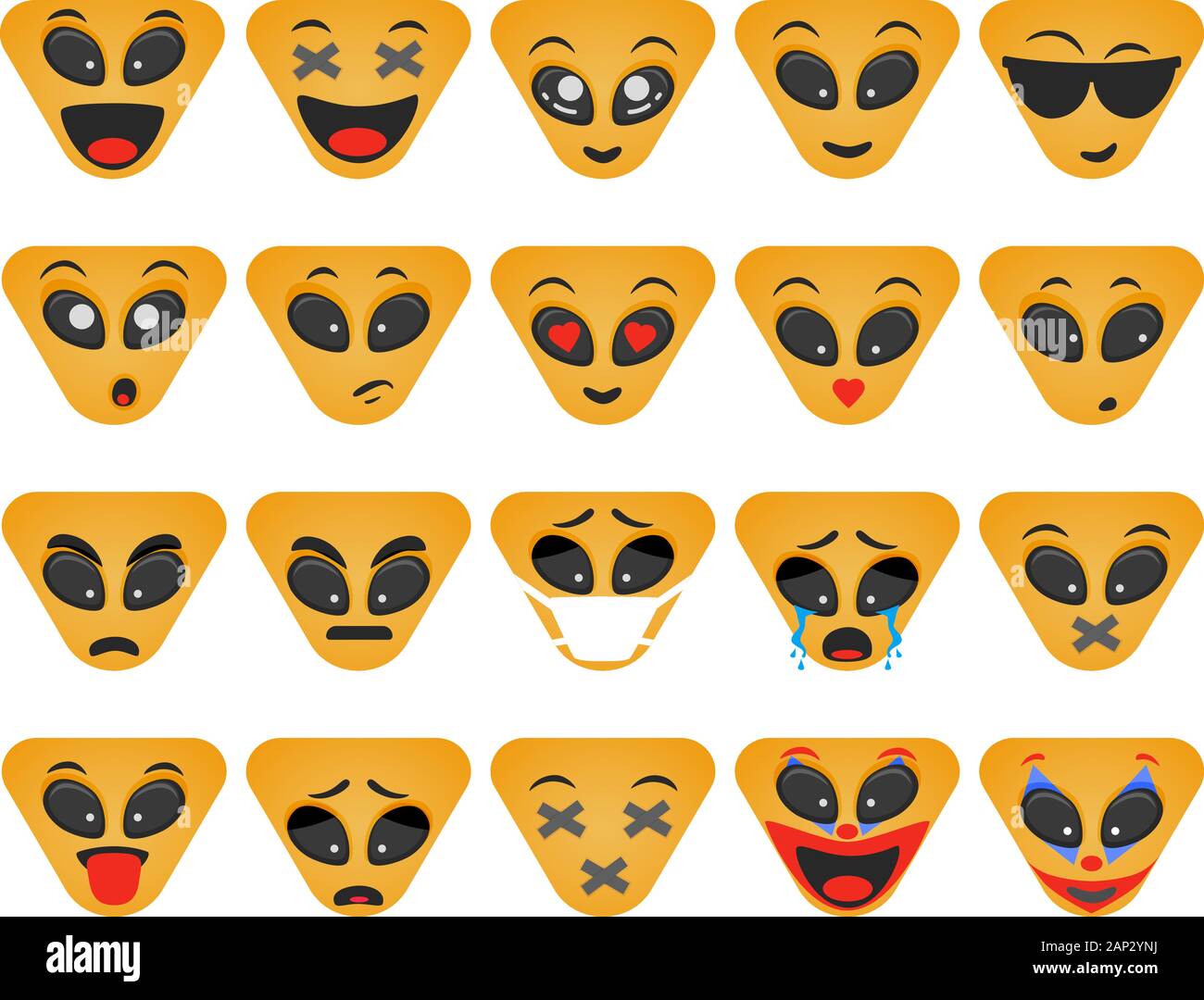 Emoticons set. Triangular smile vector. Face emotions for chat Stock ...