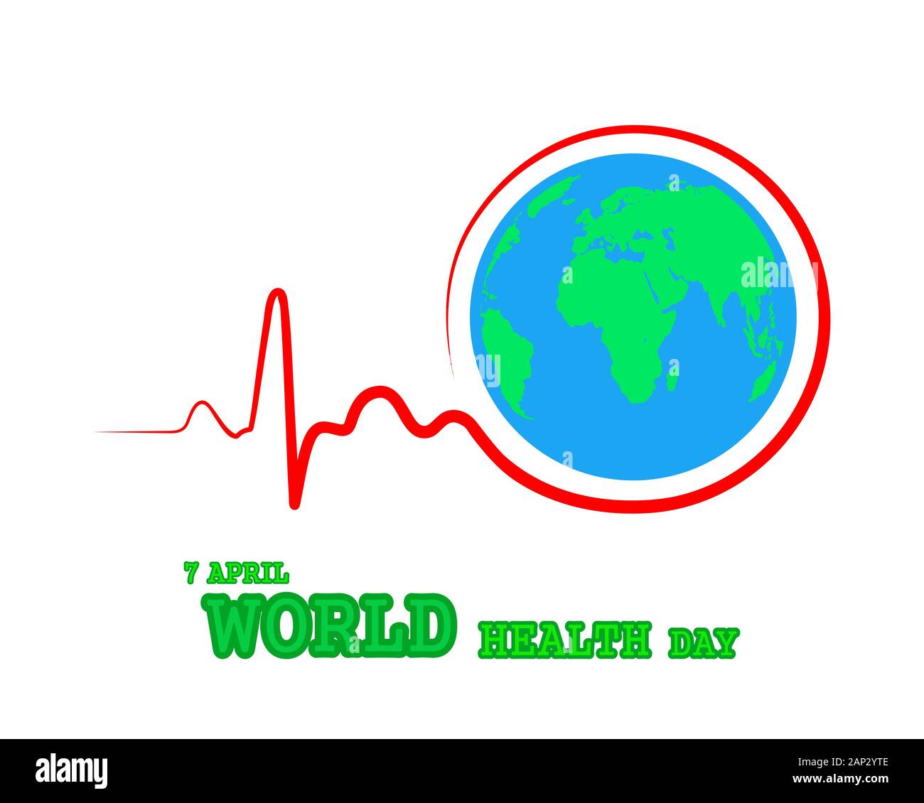 World health day. Vector Illustration. Heartbeat sign with Globe Earth ...