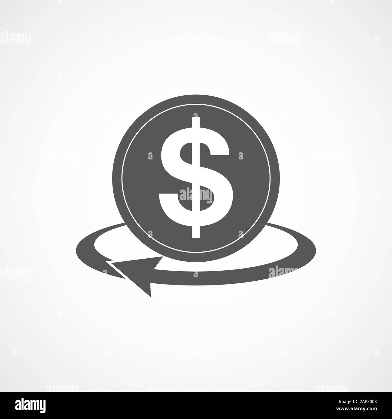 Gray money transfer icon. Vector illustration. Gray symbol of money ...