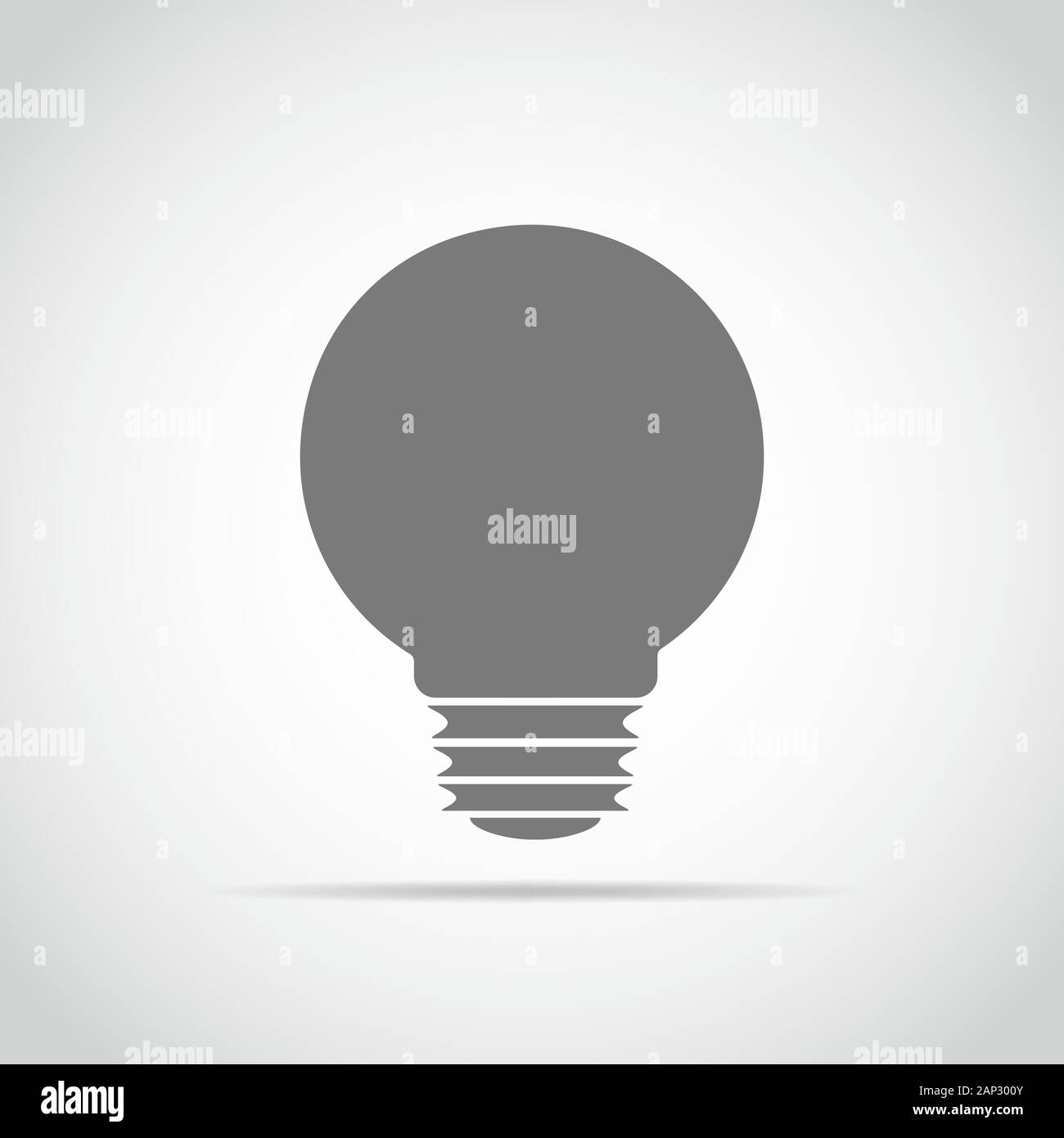 Light bulb icon in flat design. Gray bulb isolated on light background ...