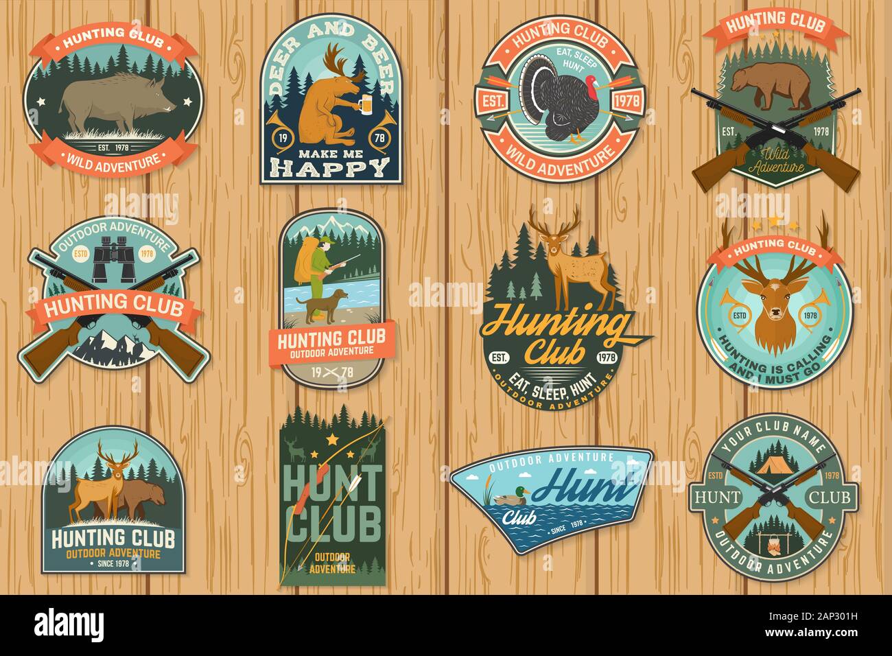 Set of Hunting club badge. Vector Concept for shirt, label, print ...