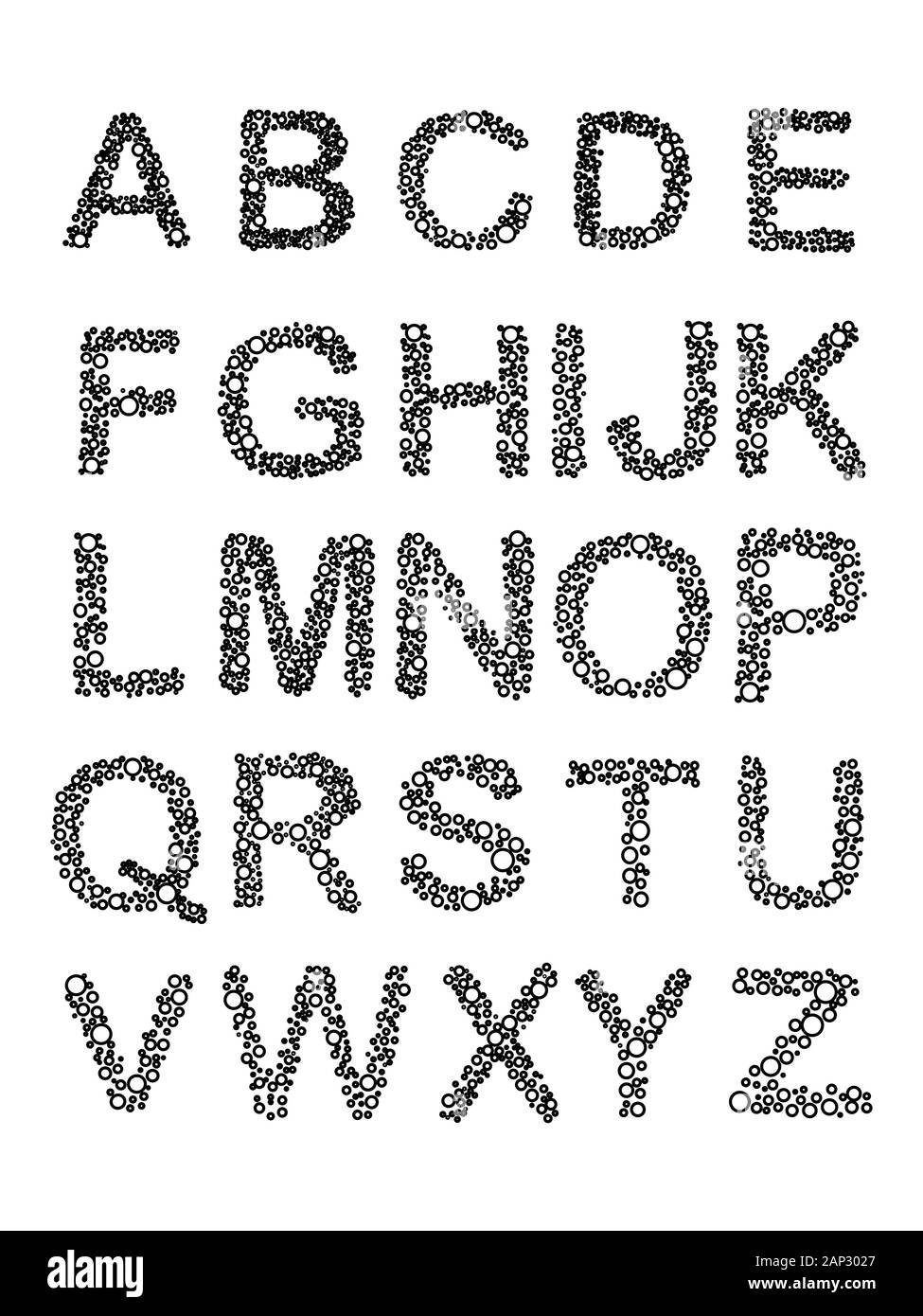 Black dotted halftone alphabet. Vector illustration. Abstract abc in ...