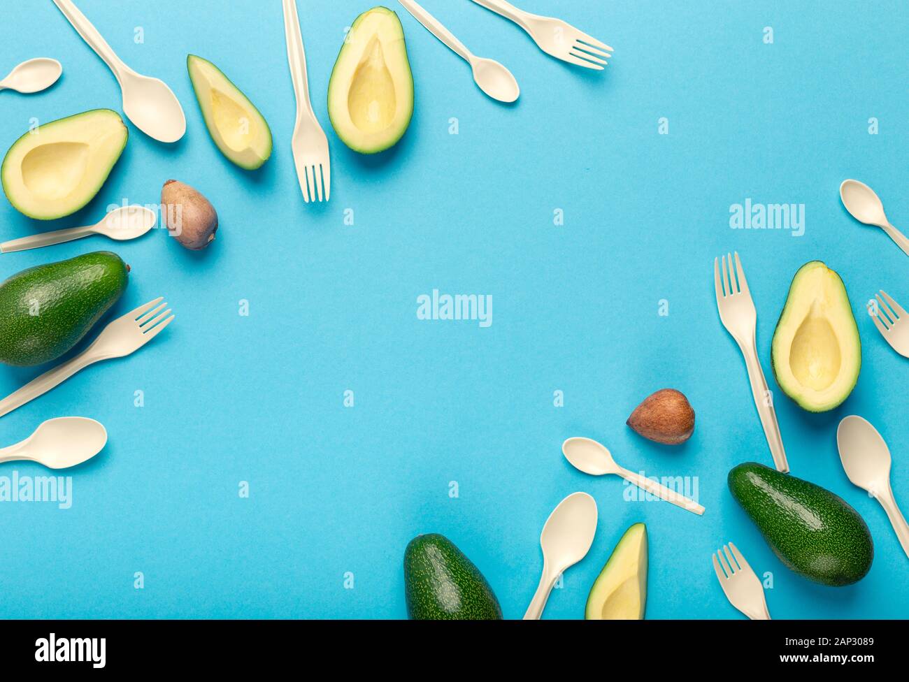 Bioplastic of avocado seeds isolated on blue background Stock Photo - Alamy