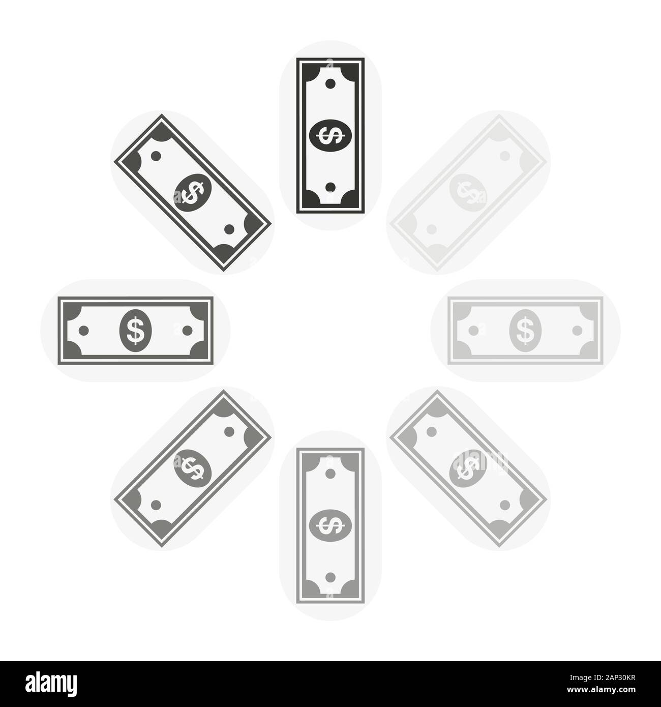 Load icon with the image of dollar. Vector illustration. Gray download ...