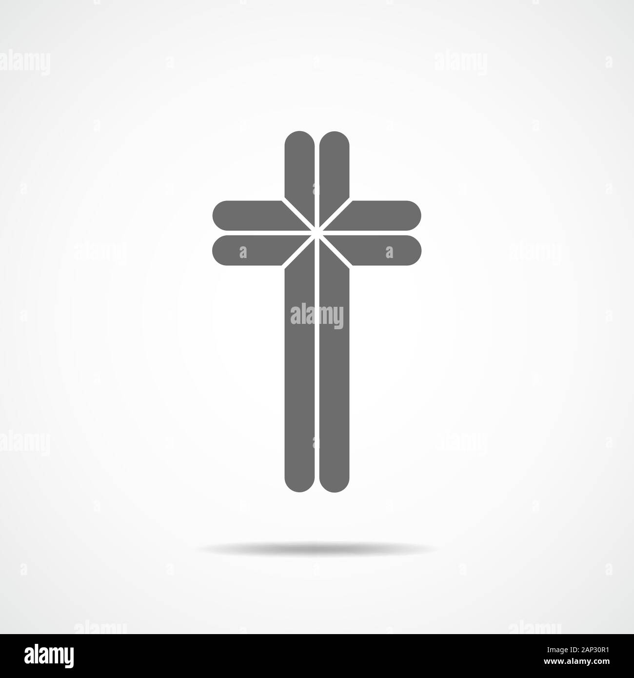 Gray Christian cross icon. Simple Christian cross on light background ...