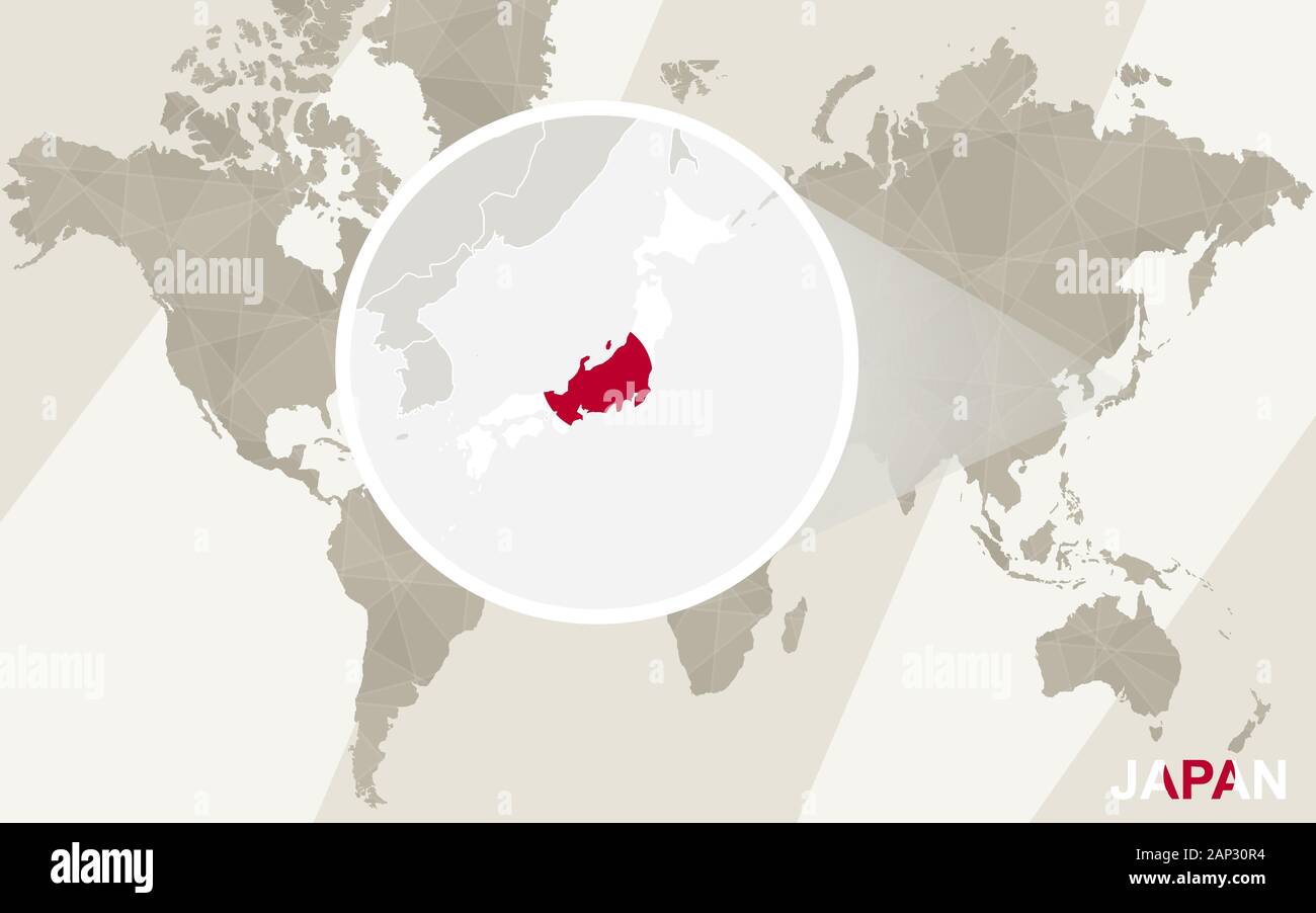 Zoom on Japan Map and Flag. World Map Stock Vector Image & Art - Alamy