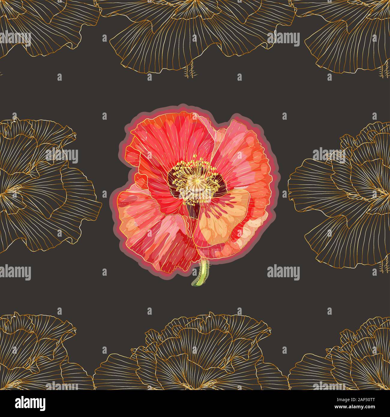 Poppy flower art nouveau Stock Vector Images - Alamy
