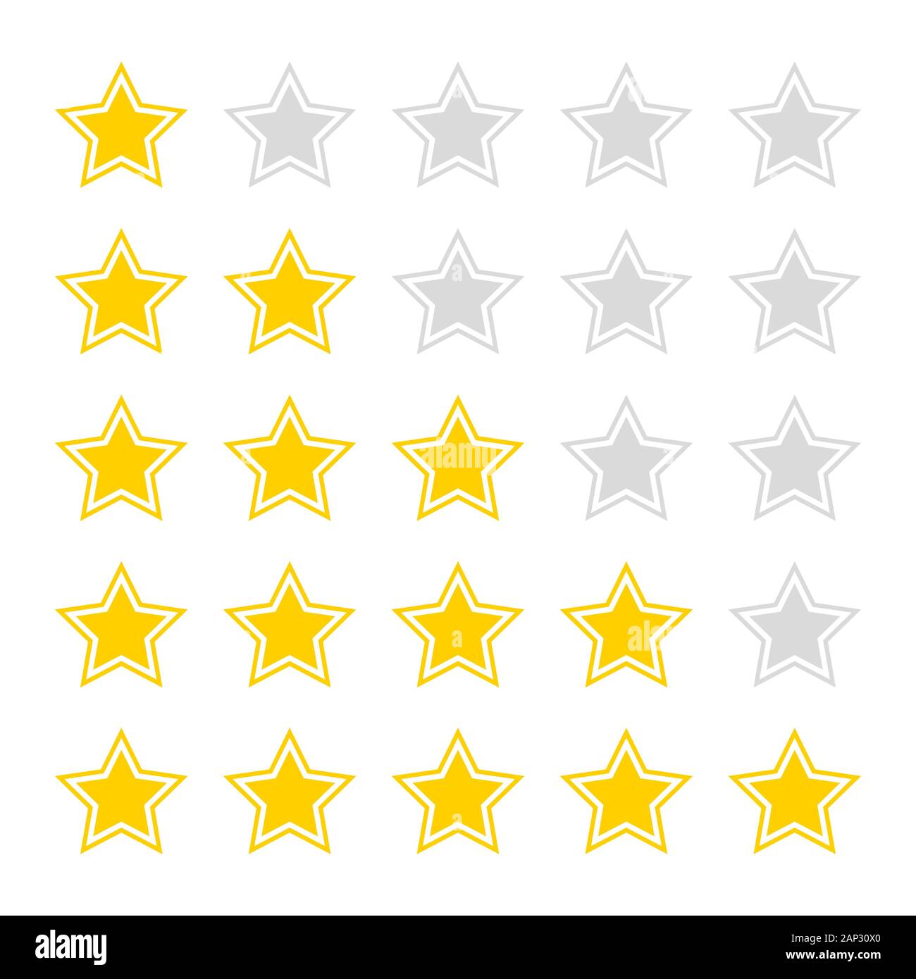 Yellow stars rating template isolated on white background. Vector illustration Stock Vector ...